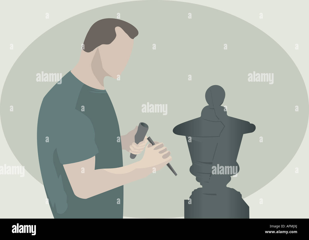 Man sculpting a statue Stock Photo - Alamy