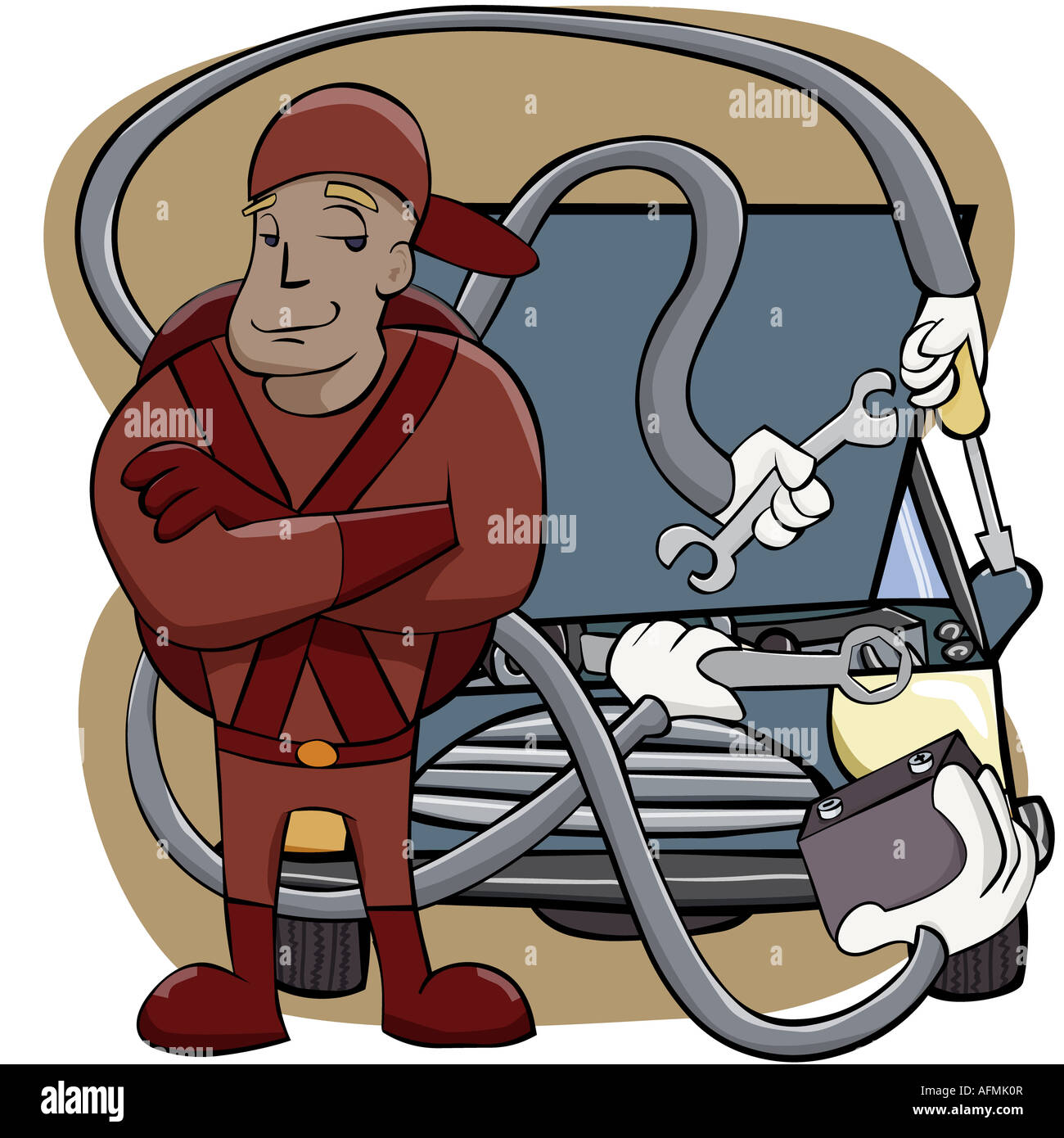 Close up of a man standing with a toolbox Stock Photo - Alamy