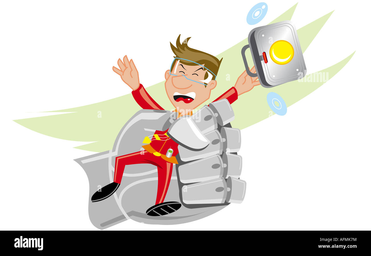 Close up of a businessman screaming in a robotic arm Stock Photo - Alamy