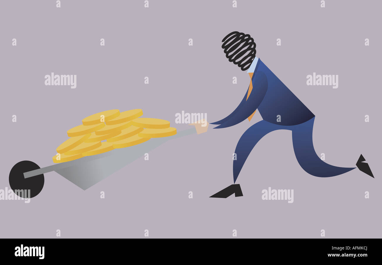 Man pushing wheelbarrow full money hi-res stock photography and images ...