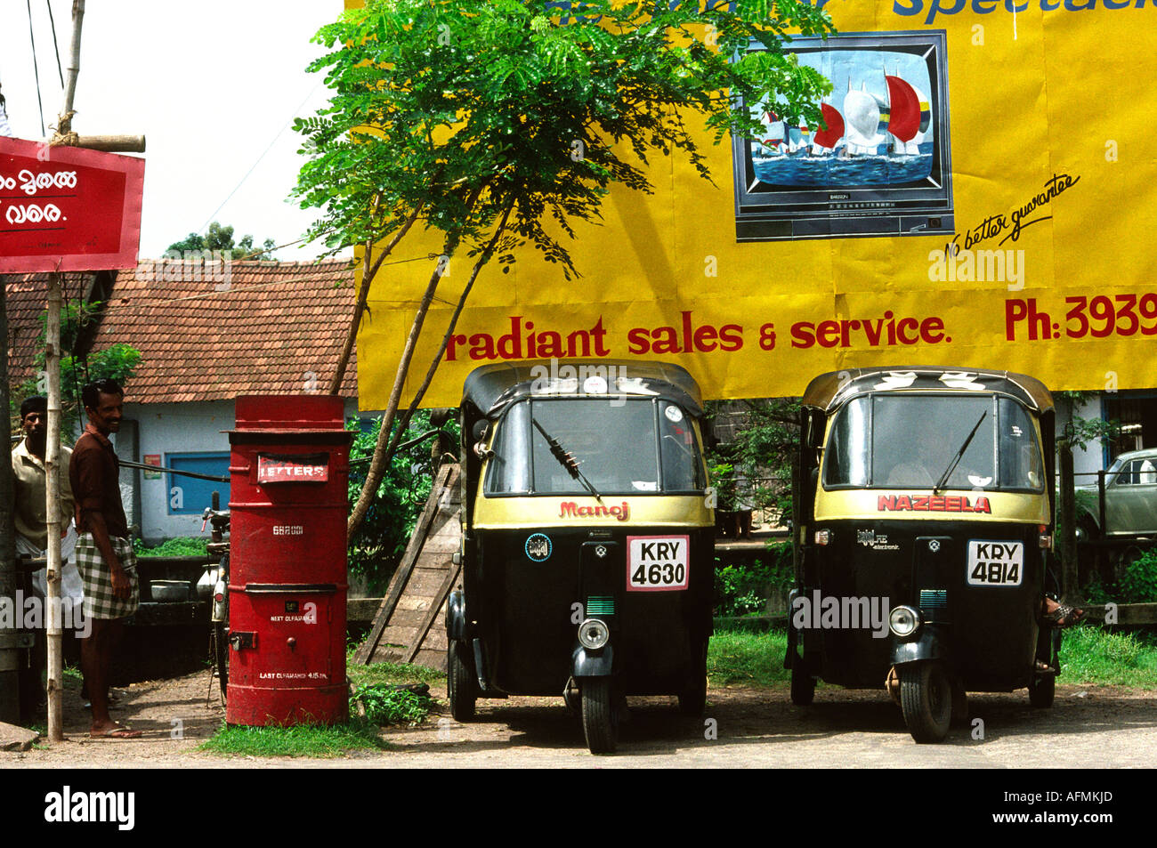 India Kerala Alleppey post box auto rickshaws Stock Photo - Alamy