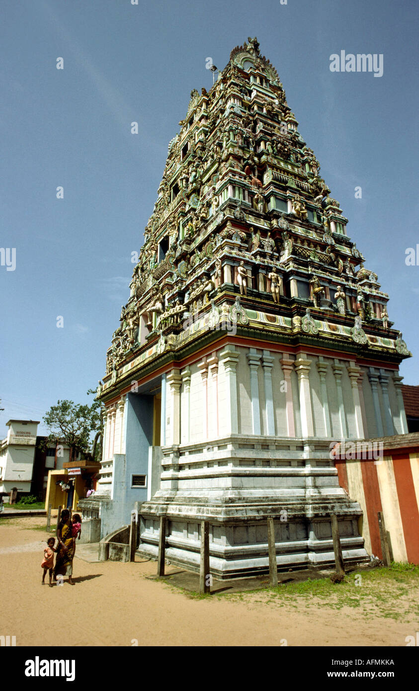India Kerala Alleppey religion Hindu temple with polychrome gopuram ...