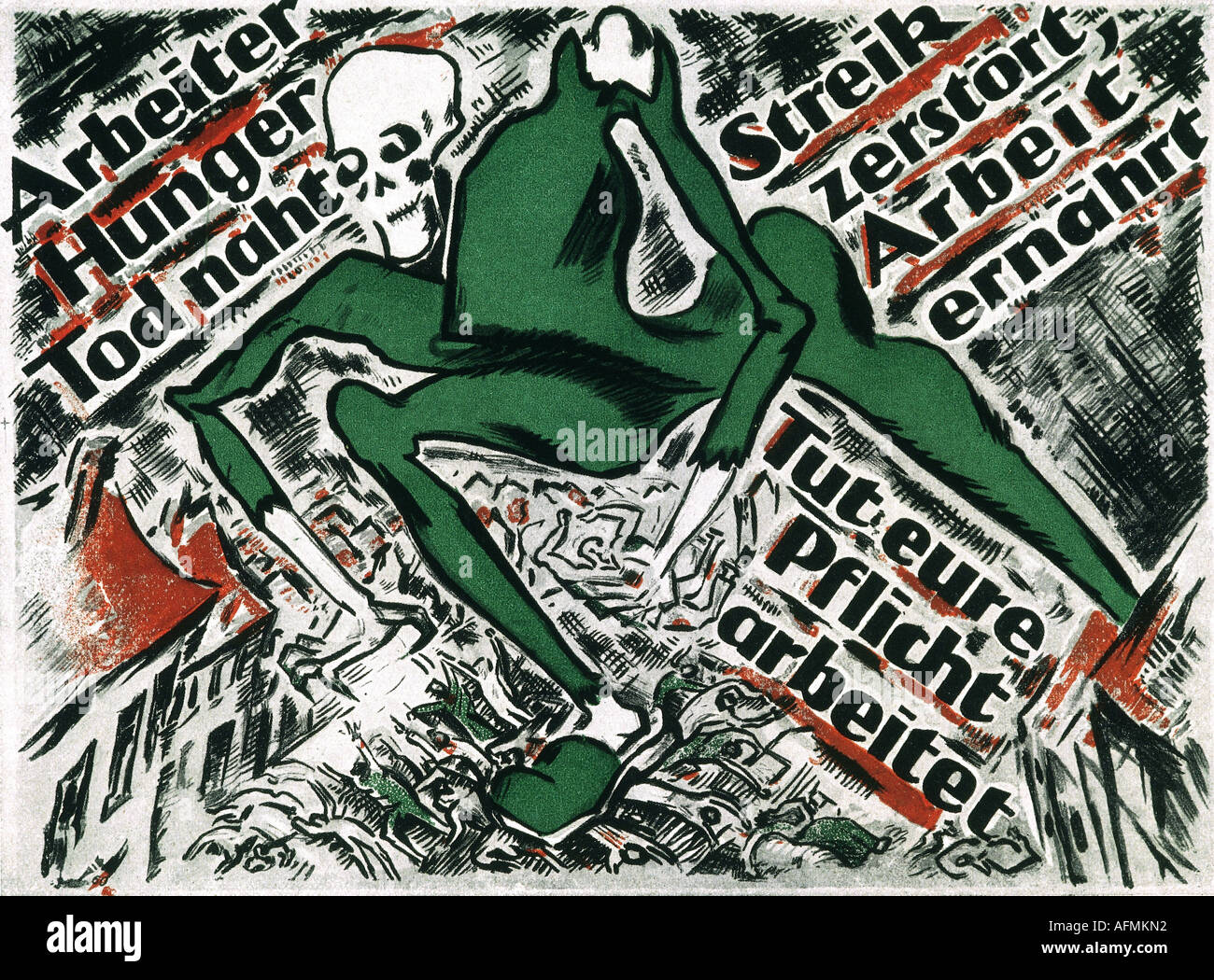 geography/travel, Germany, politics, propaganda, poster contra strike ...