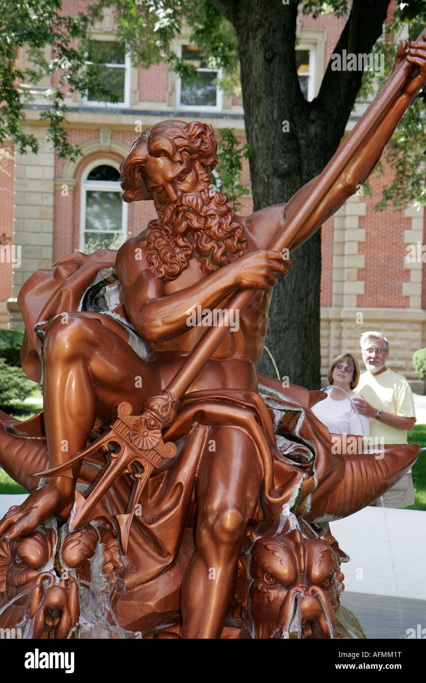 Indiana Elkhart County,Goshen,Courthouse,Neptune statue,trident,couple ...