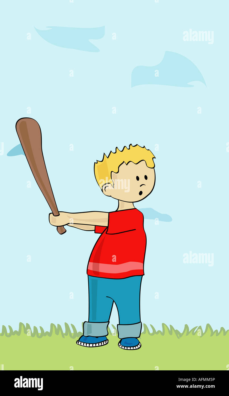 Boy with a baseball bat Stock Photo - Alamy