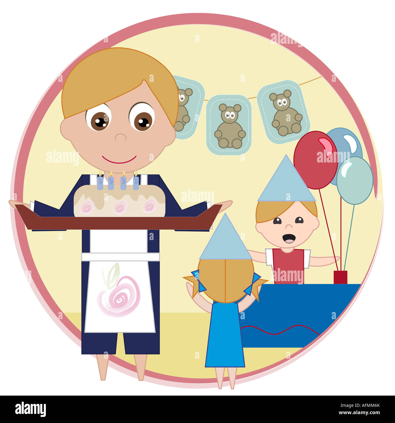 Girl holding cake cartoon Cut Out Stock Images & Pictures - Alamy