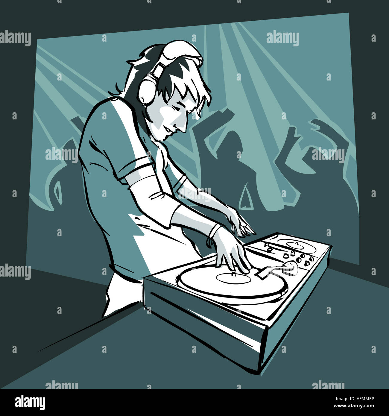 Side profile of a DJ at a party Stock Photo - Alamy