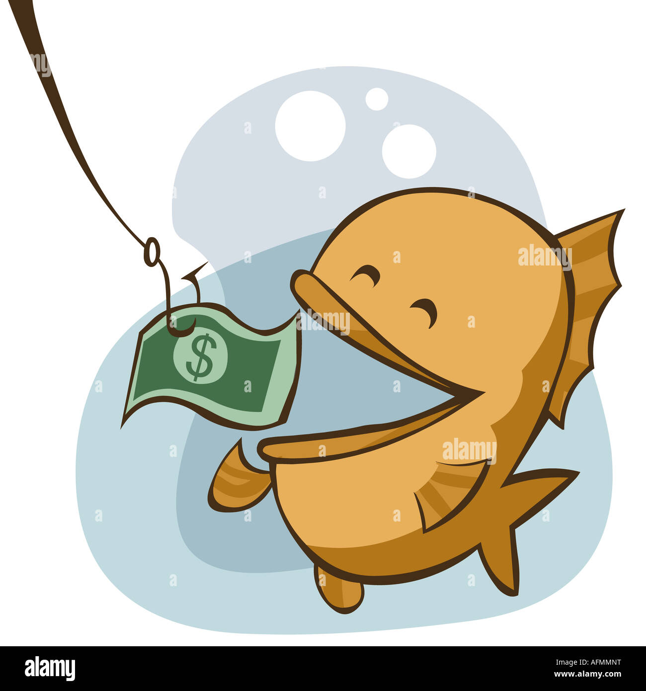 Close up of a fish with a dollar bill Stock Photo - Alamy