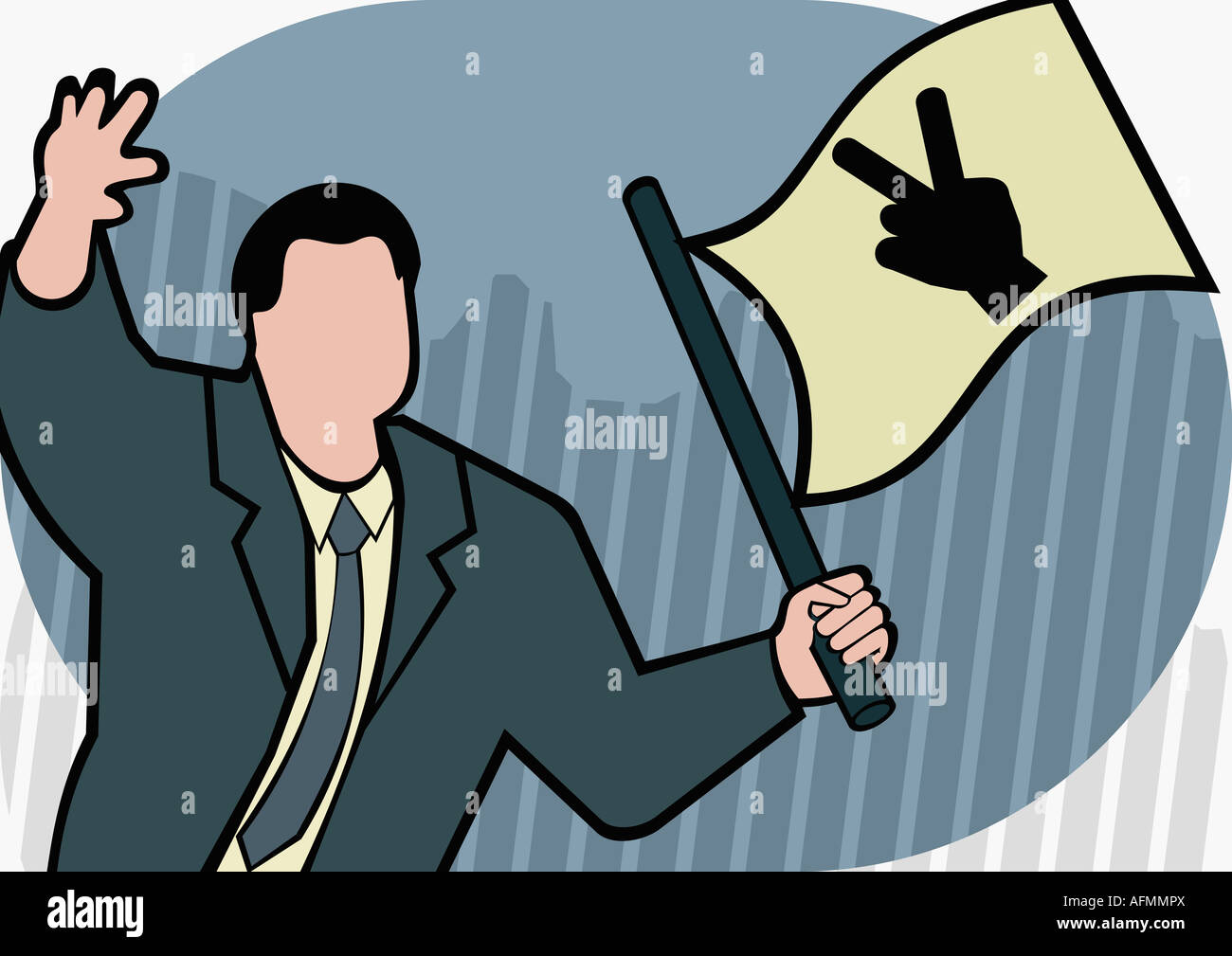 Businessman waving a flag Stock Photo - Alamy