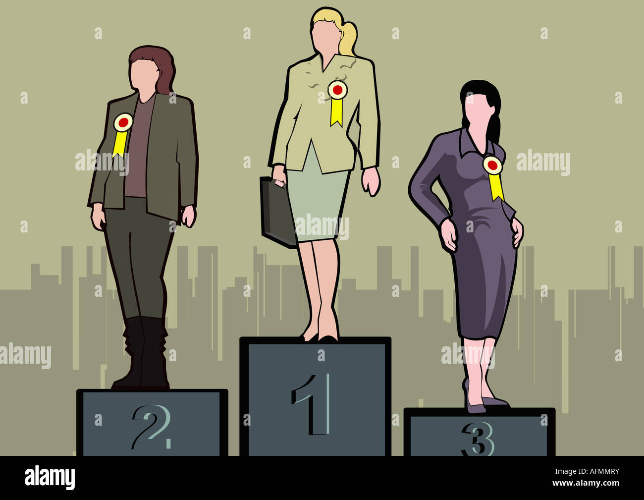 Three women standing on top of a pedestal hi-res stock photography and ...