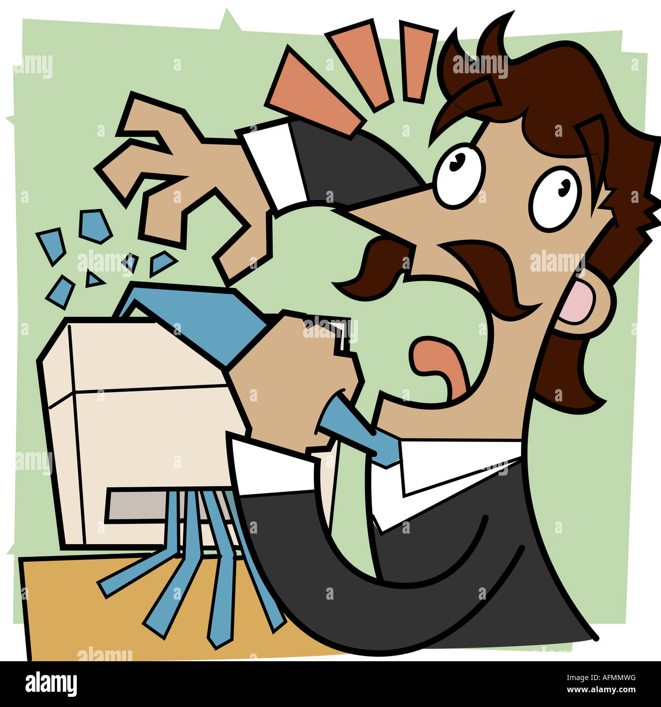 Close up of a businessman with a computer printer Stock Photo - Alamy