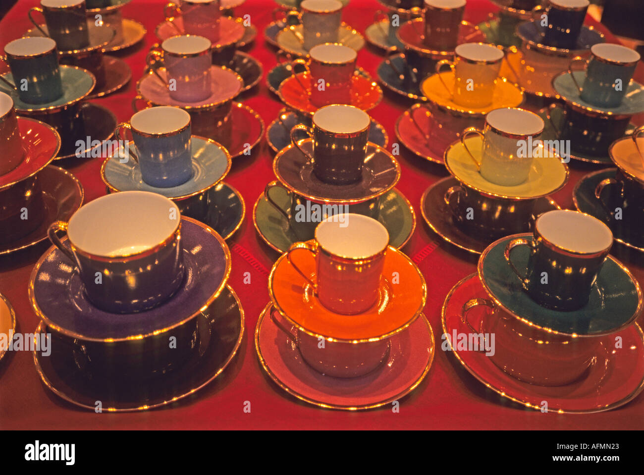 "Coffee cups and saucers in "^window ^display" Paris Stock Photo - Alamy