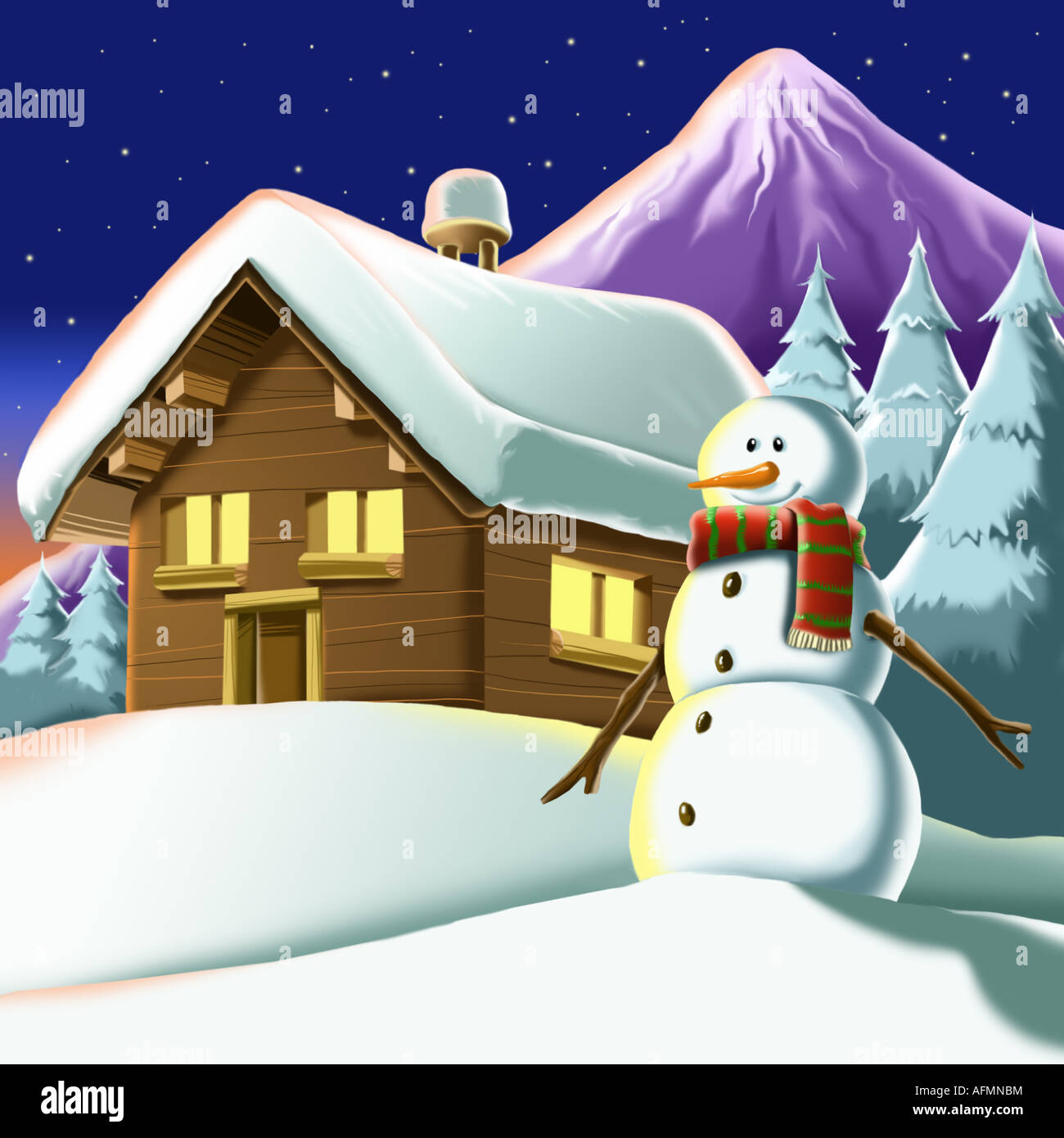 Building a snowman at night hi-res stock photography and images - Alamy