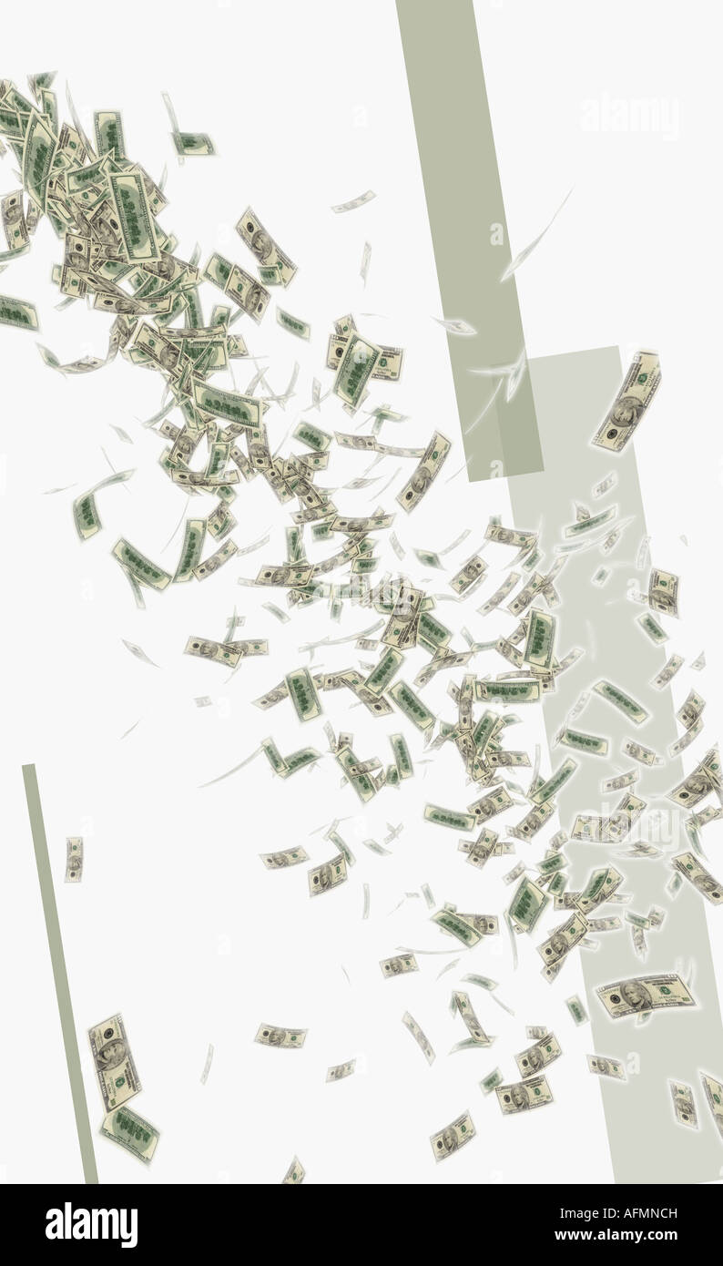 American dollar bills falling from the sky Stock Photo - Alamy