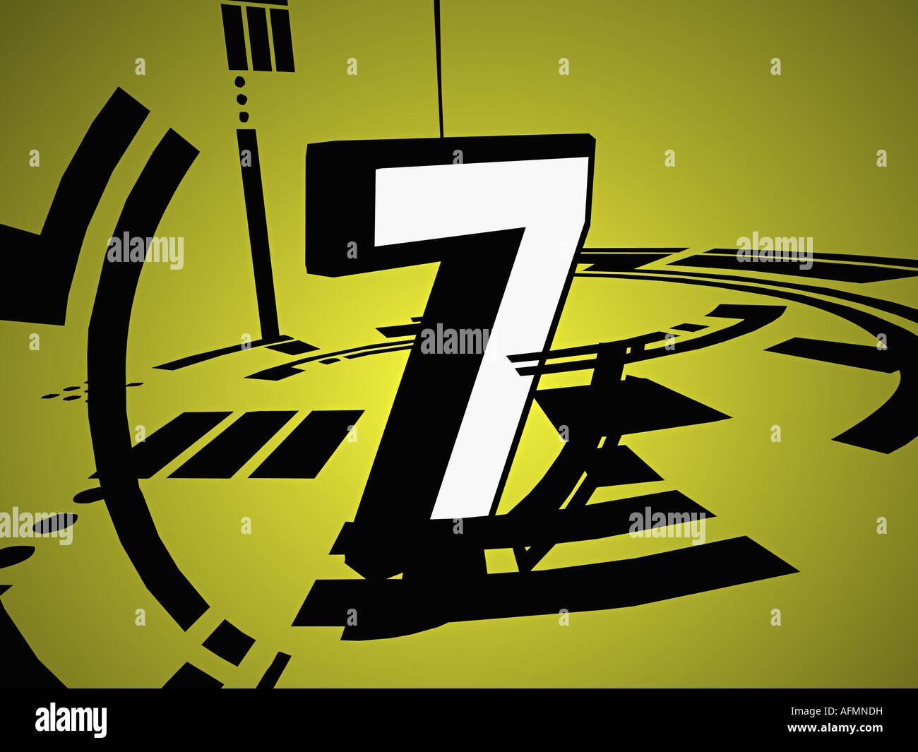 Number 7 on a green background Stock Photo - Alamy