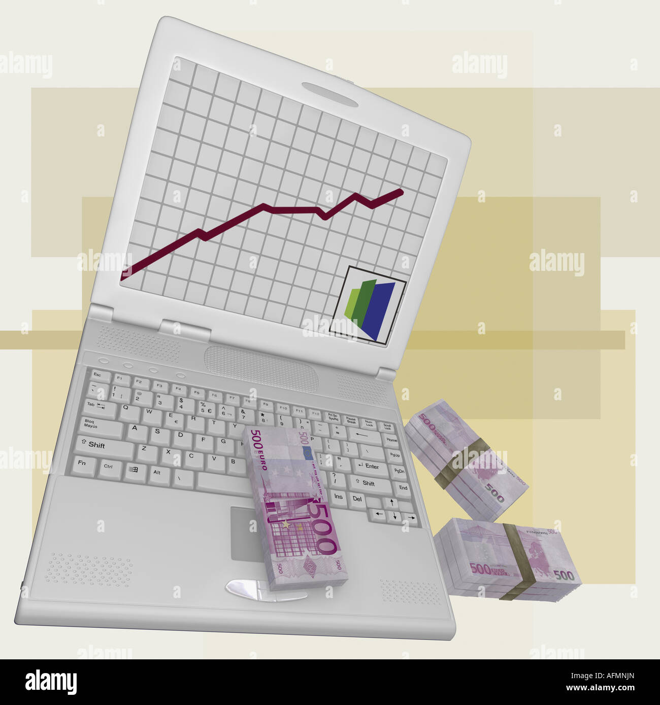 Laptop displaying a line graph hi-res stock photography and images - Alamy