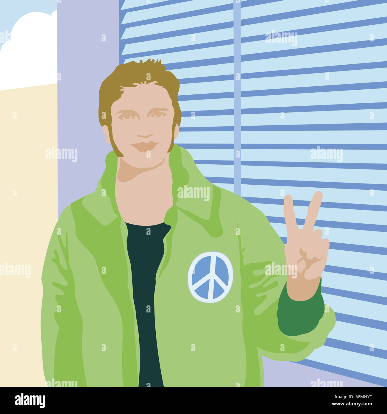 Man showing a peace sign Stock Photo - Alamy