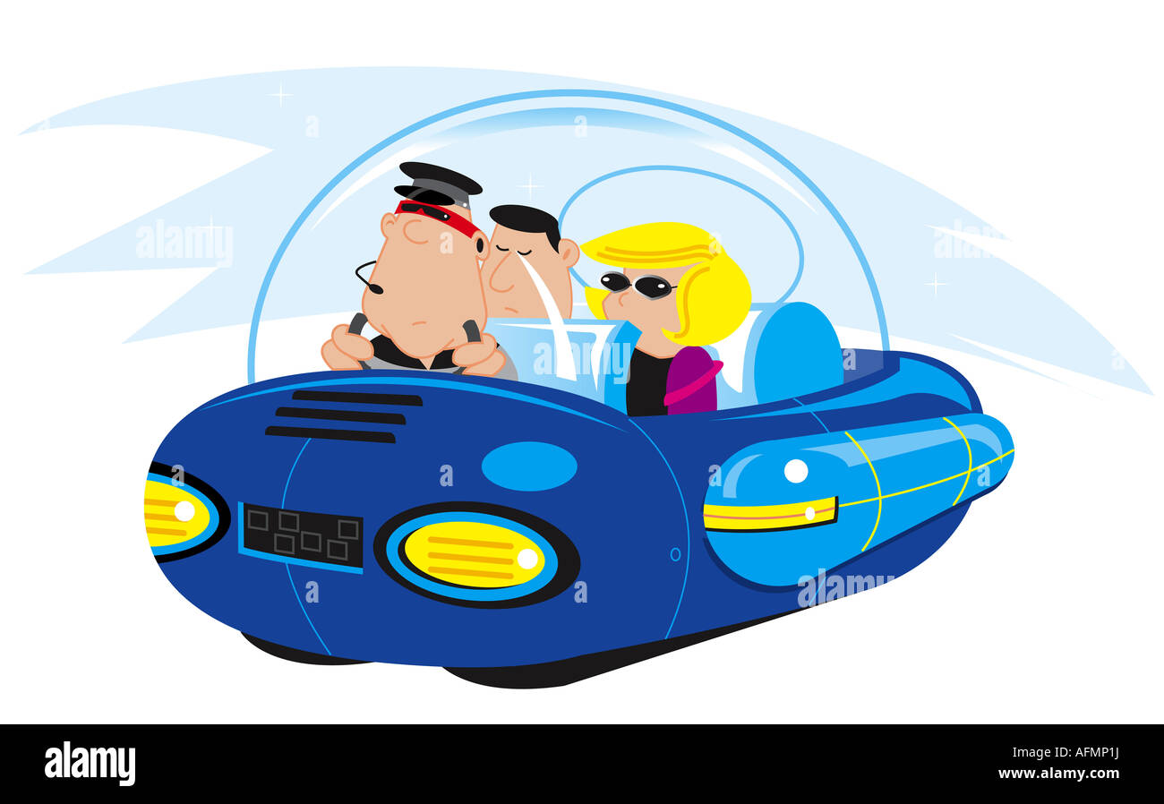 three people traveling in a vehicle Stock Photo - Alamy