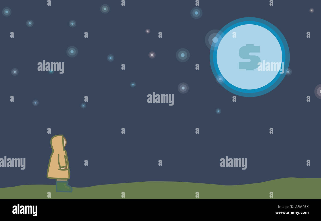 Side profile of a person looking at the moon Stock Photo - Alamy