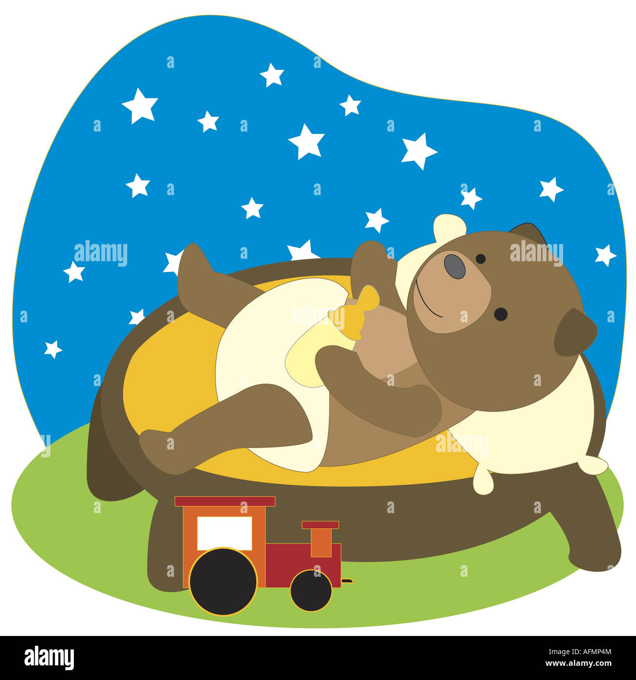 Bear cub lying on the bed Stock Photo - Alamy