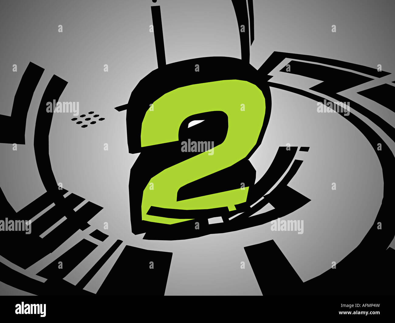 Number 2 on a gray background Stock Photo - Alamy
