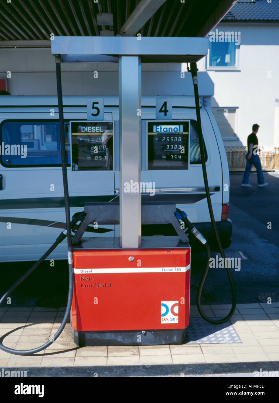 Ethanol and diesel fuel pumps at a filling station, Sweden Stock Photo ...