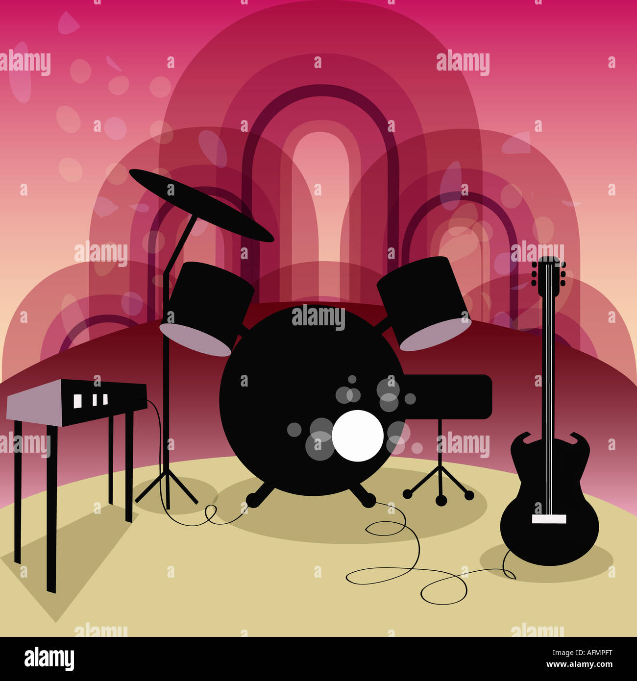 Musical instruments on a stage Stock Photo - Alamy