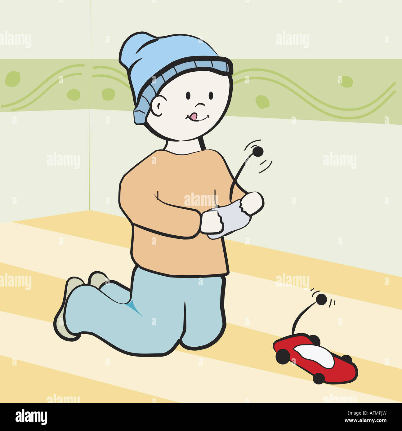 Boy operating a car with a remote control Stock Photo - Alamy