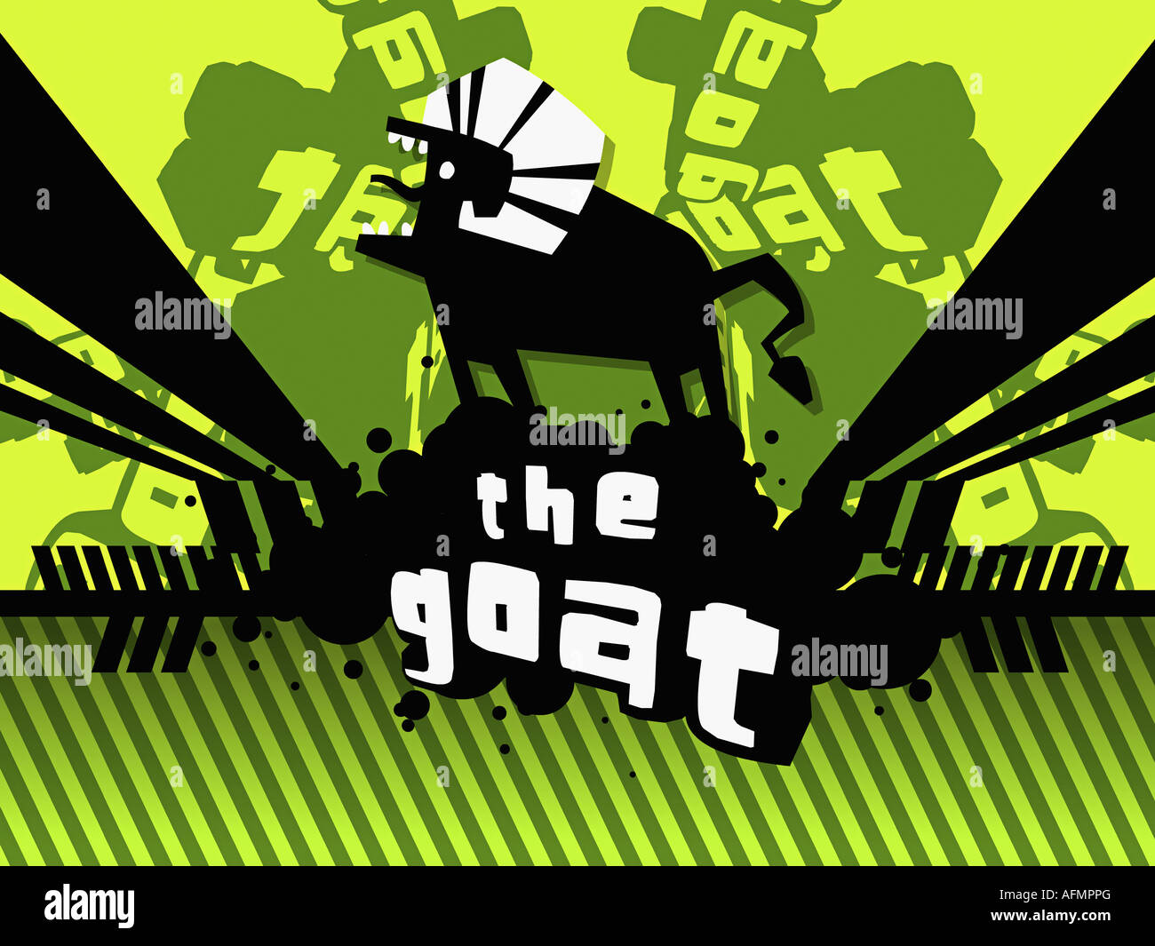 Goat with text Stock Photo - Alamy