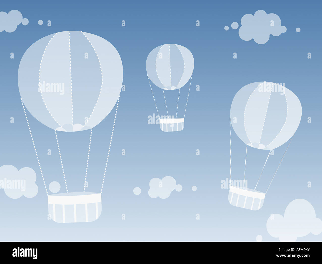 Three empty hot air balloons floating in the sky Stock Photo - Alamy