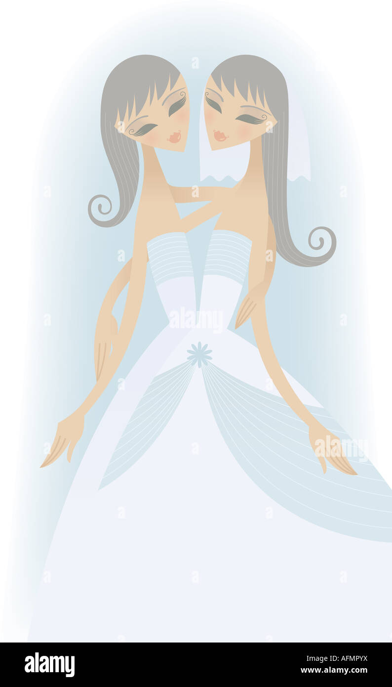 Bride hugging a bridesmaid Stock Photo - Alamy