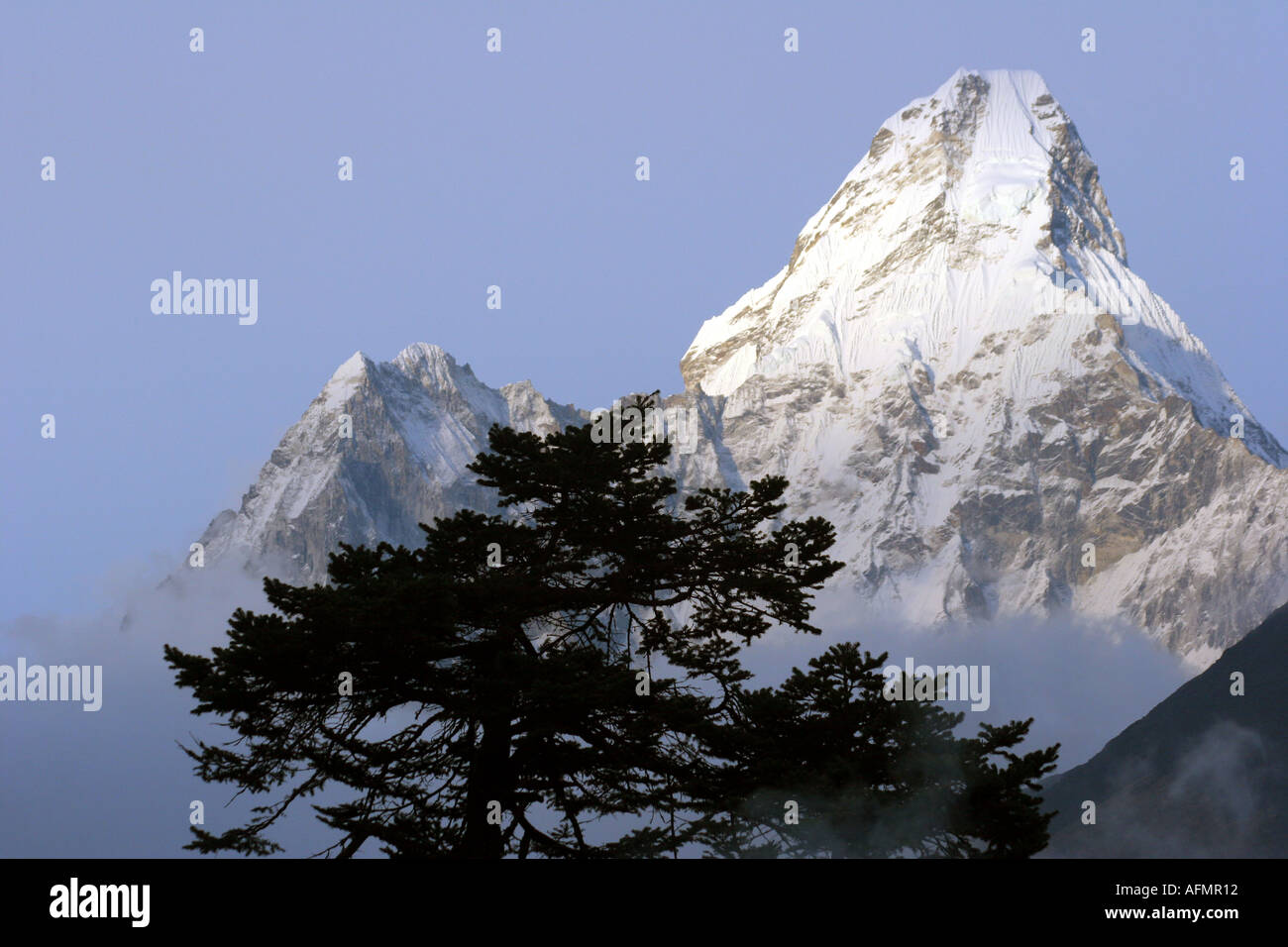 The beautiful Himalayan peak of Ama Dablam at sunset as seen from ...