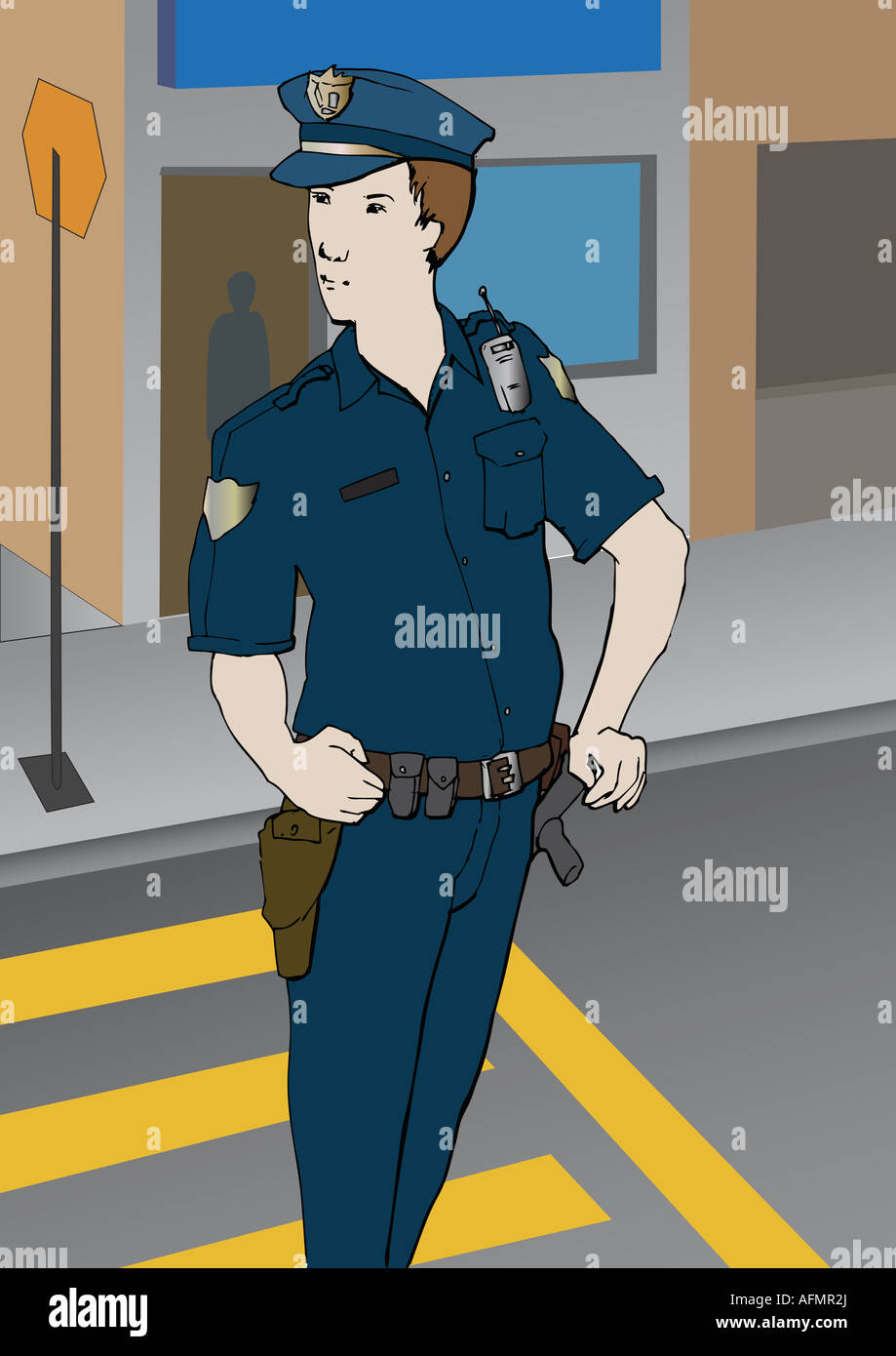 Traffic cop crossing the road Stock Photo - Alamy