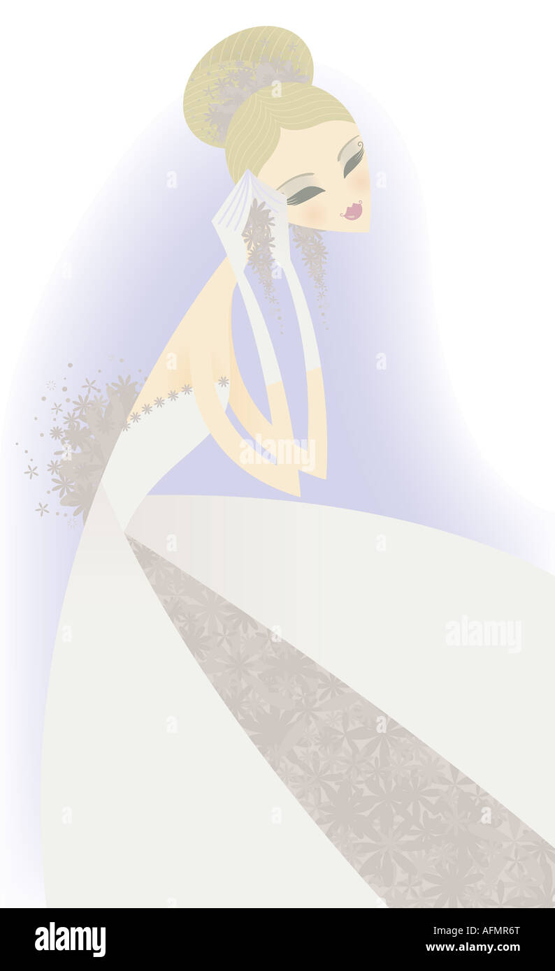 Side profile bride sitting hi-res stock photography and images - Alamy