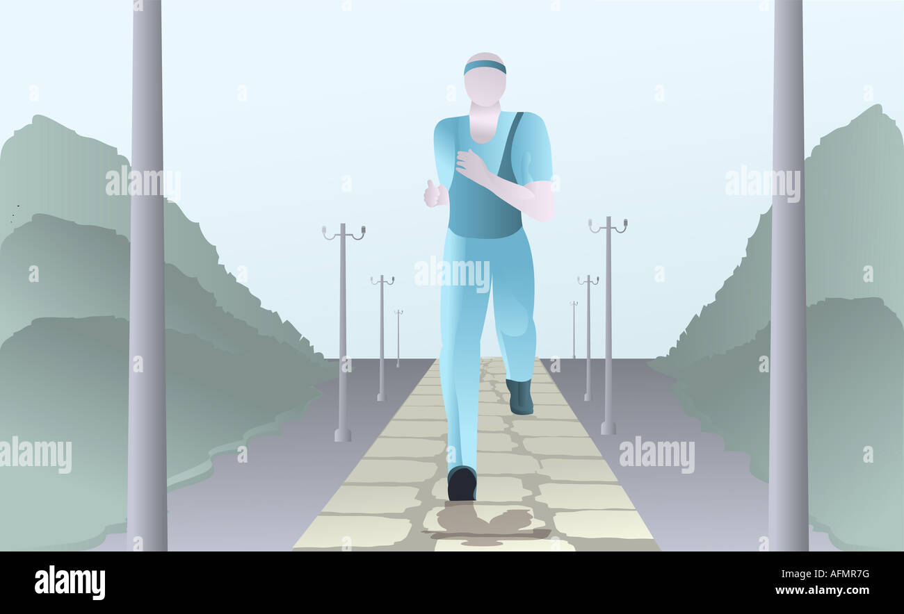 Man running on a path Stock Photo - Alamy