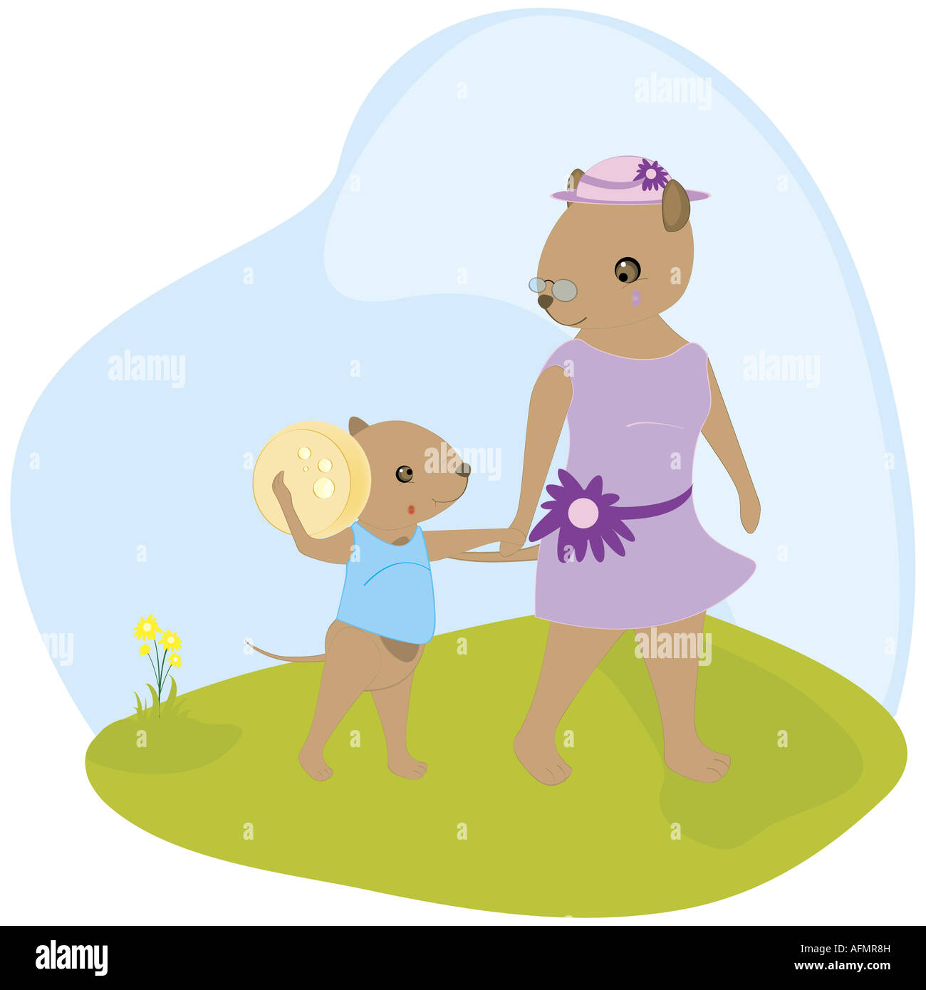 Mother mouse walking with her young Stock Photo - Alamy
