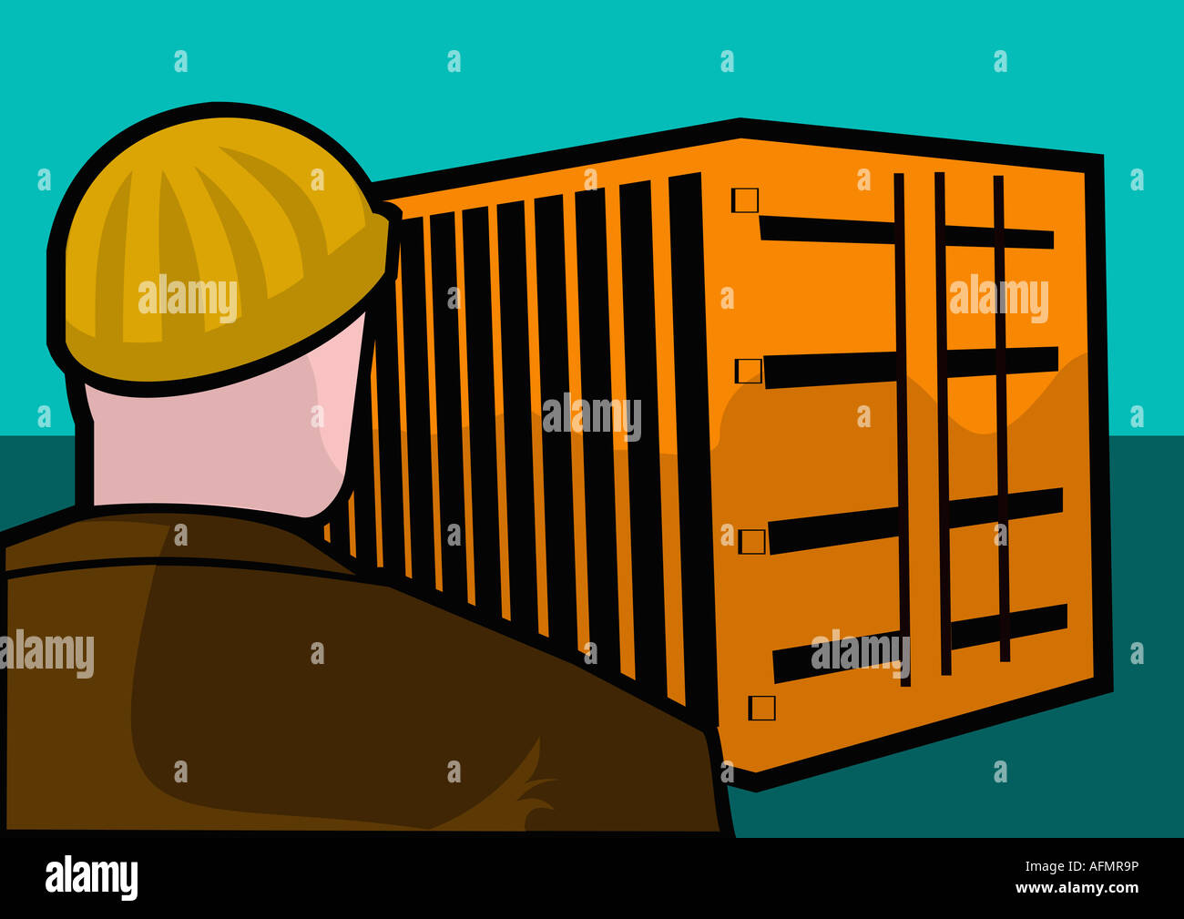 Man standing in front of a cargo container Stock Photo - Alamy