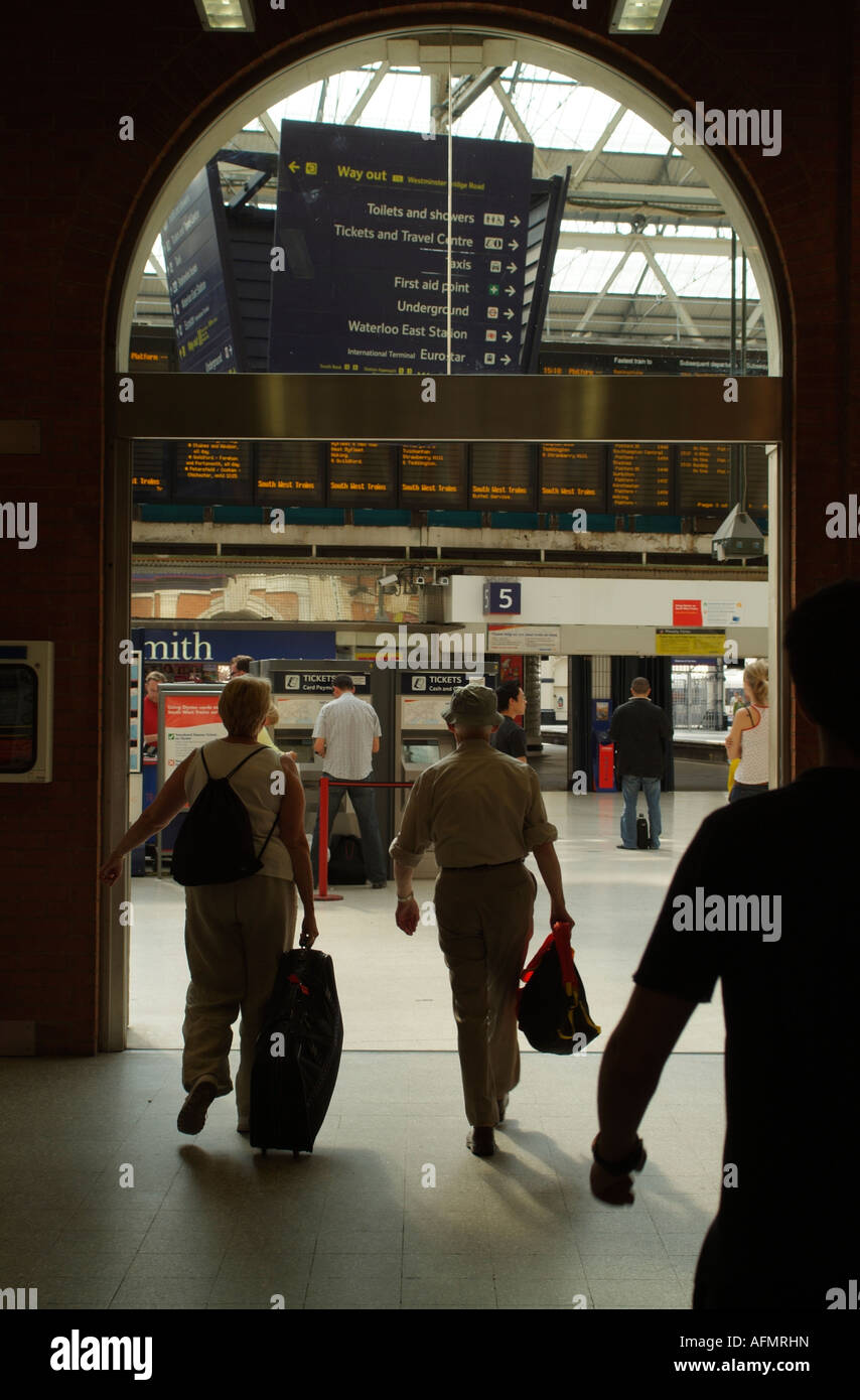Waterloo Station London England Passengers arrive on the Concourse and ...