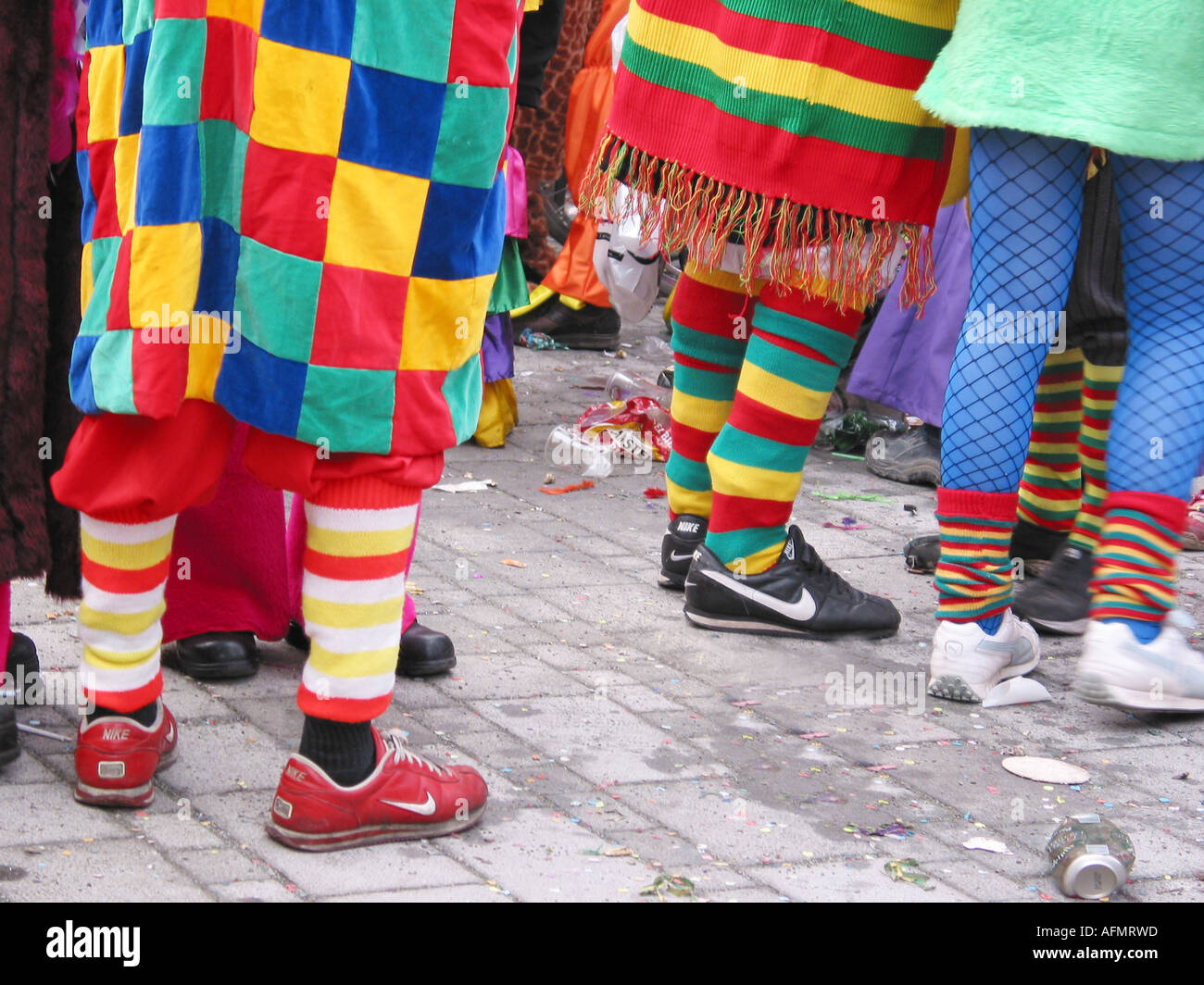 colourful legwear and footwear only at Dutch carnival celebration Stock ...