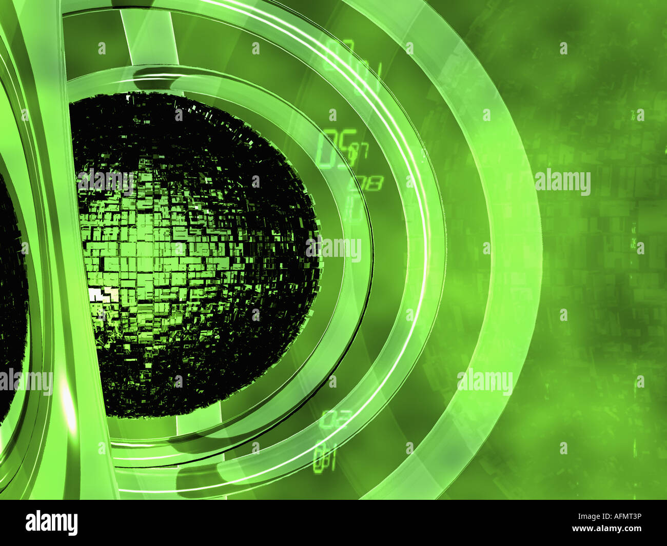 Close up of a sphere with rings around it Stock Photo - Alamy