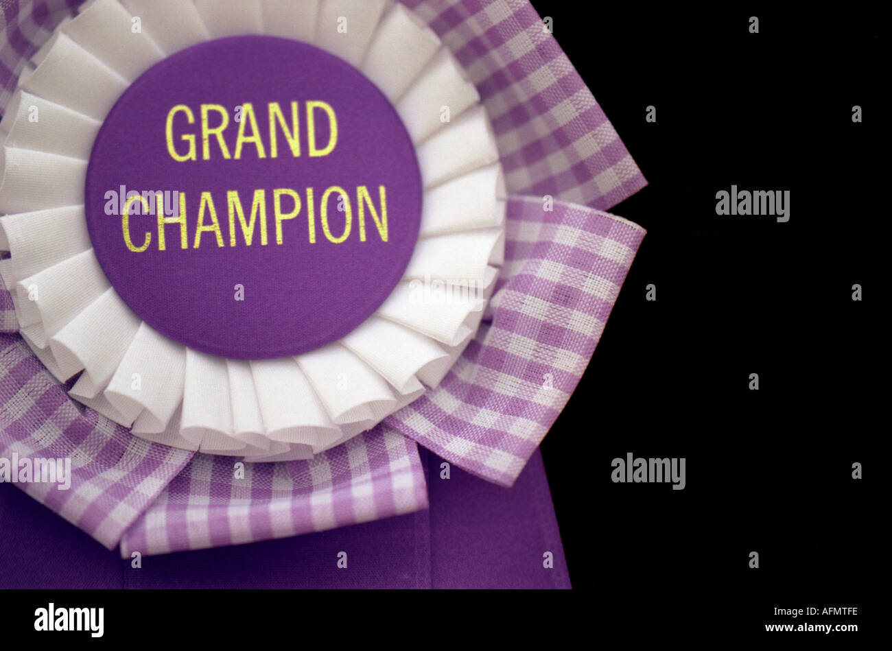 Grand champion prize ribbon at a state agricultural fair Stock Photo ...