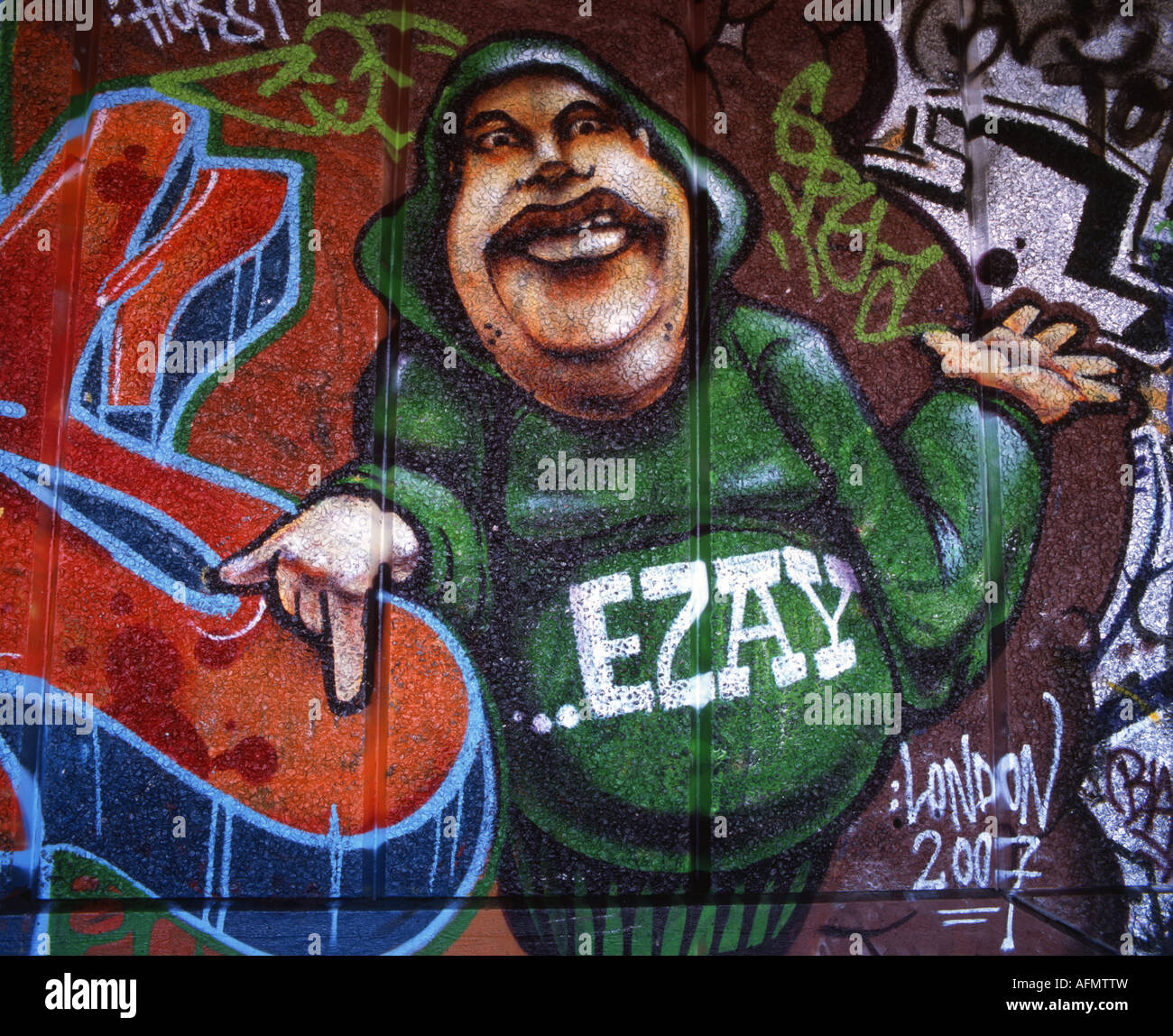 Graffiti, spray-painted, street art in London Stock Photo - Alamy