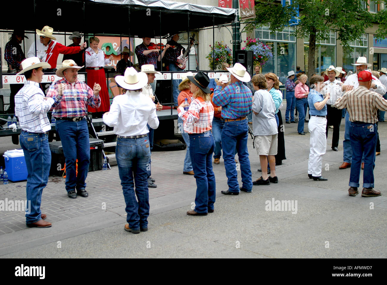 Square dancing in the streets of Calgary, Alberta, Canada Stock Photo ...