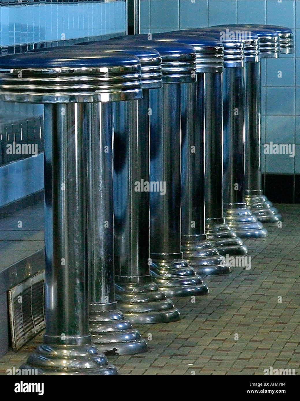 Chrome stools in a restored diner Stock Photo - Alamy