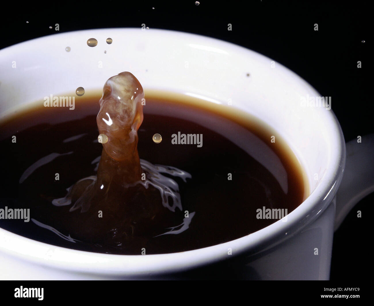 High speed photography showing the splash caused by milk droplet ...