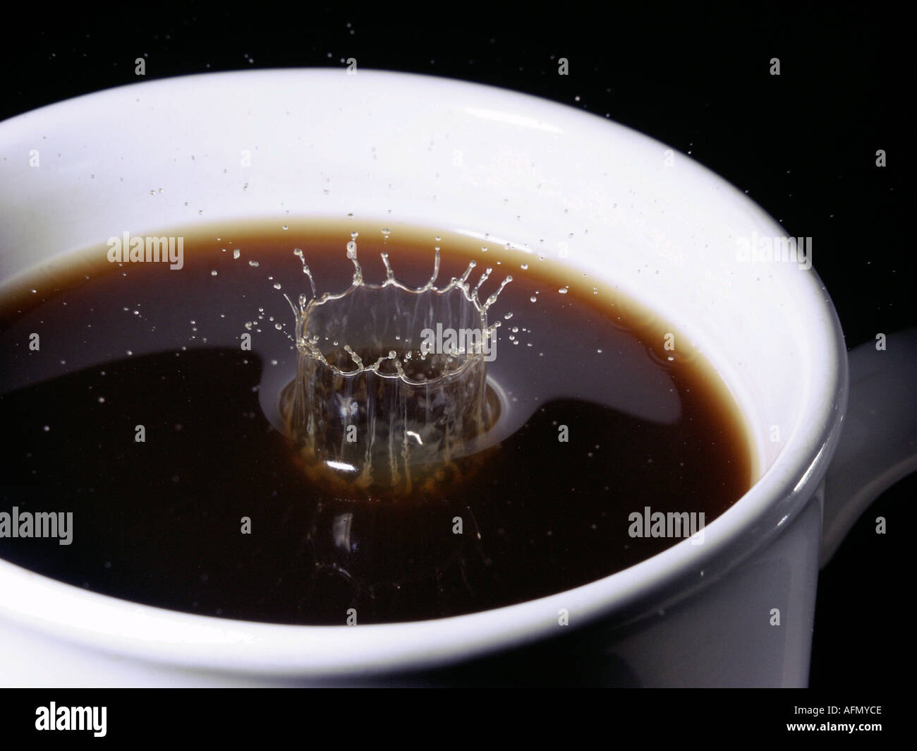 High speed photography showing the splash caused by milk droplet ...