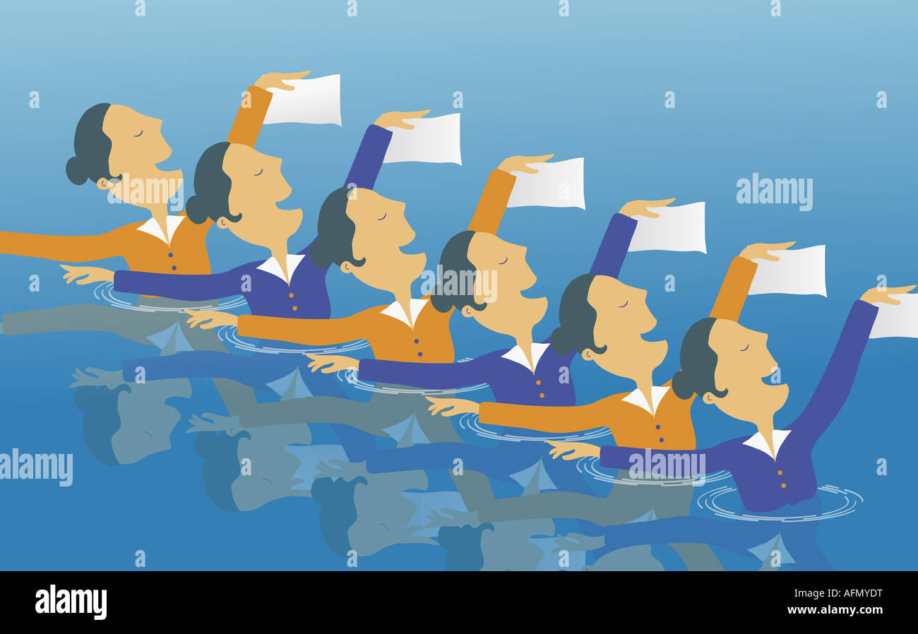 Women doing synchronized swimming Stock Photo - Alamy