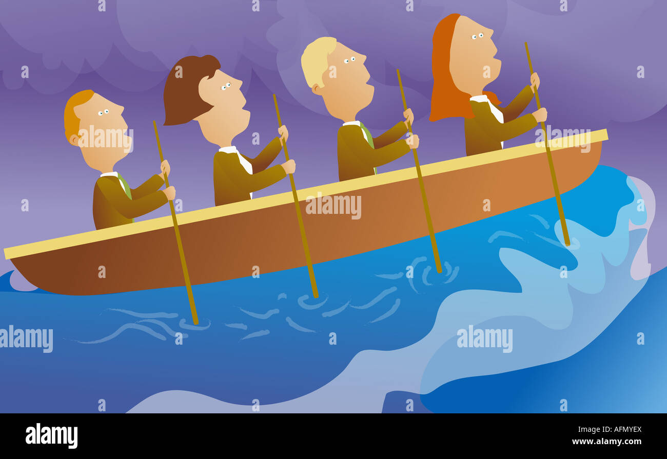Man rowing boat illustration hi-res stock photography and images - Alamy