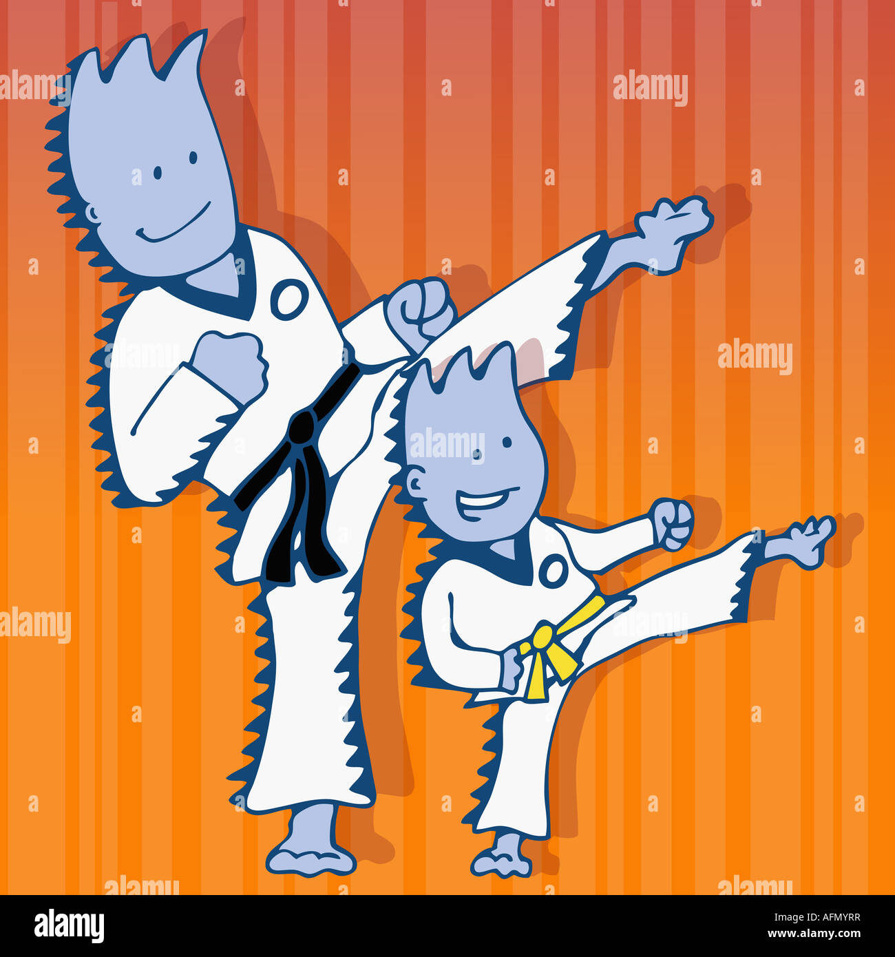 Father and his son practicing karate Stock Photo - Alamy