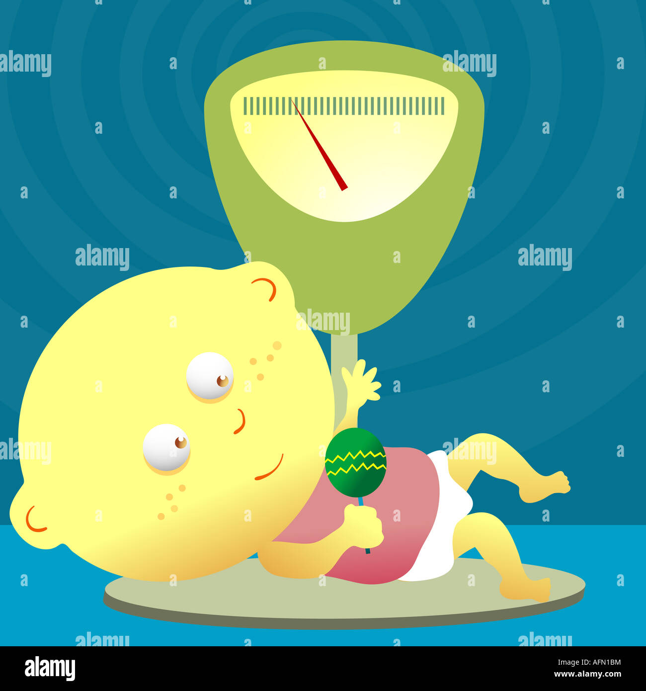 Baby boy lying on a weighing scale Stock Photo - Alamy